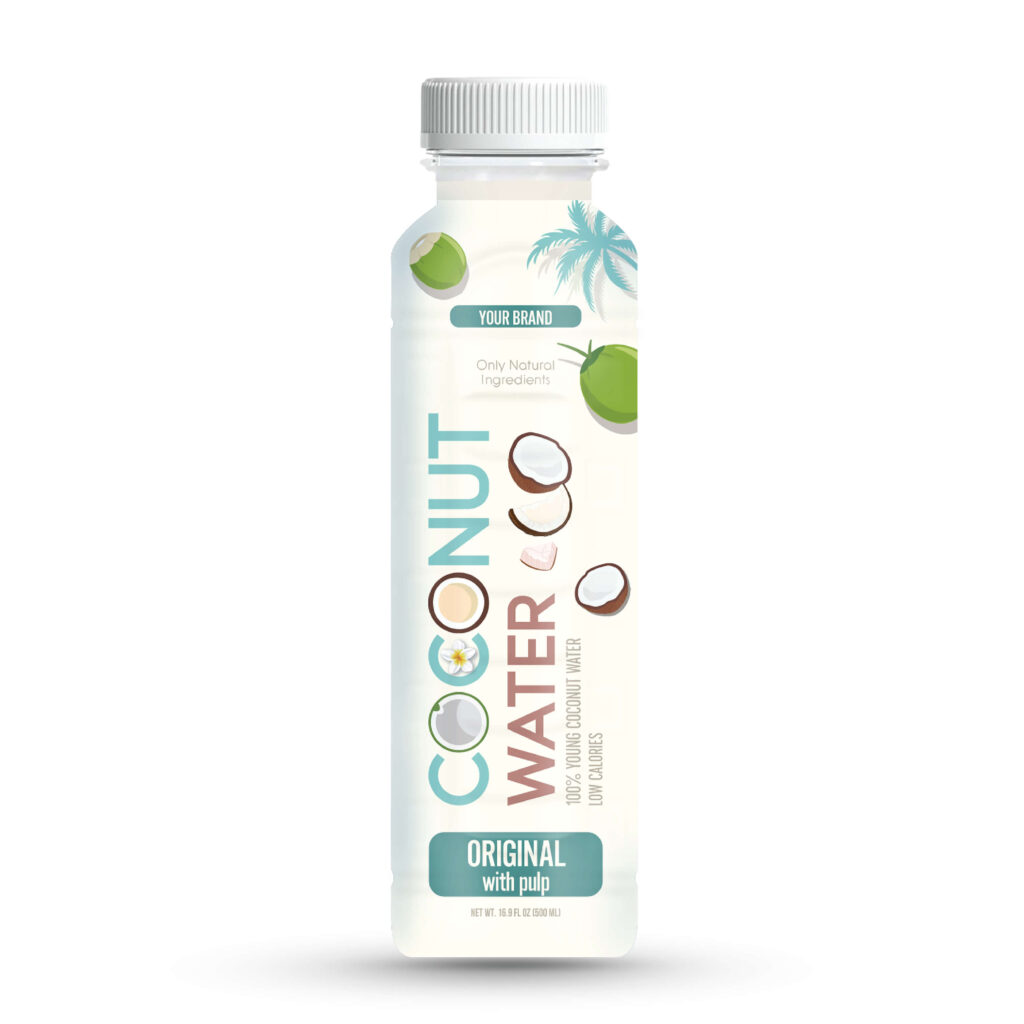 Coconut Water Original with Pulp 500ml PET Bottle 38 Private Label - Tan Do