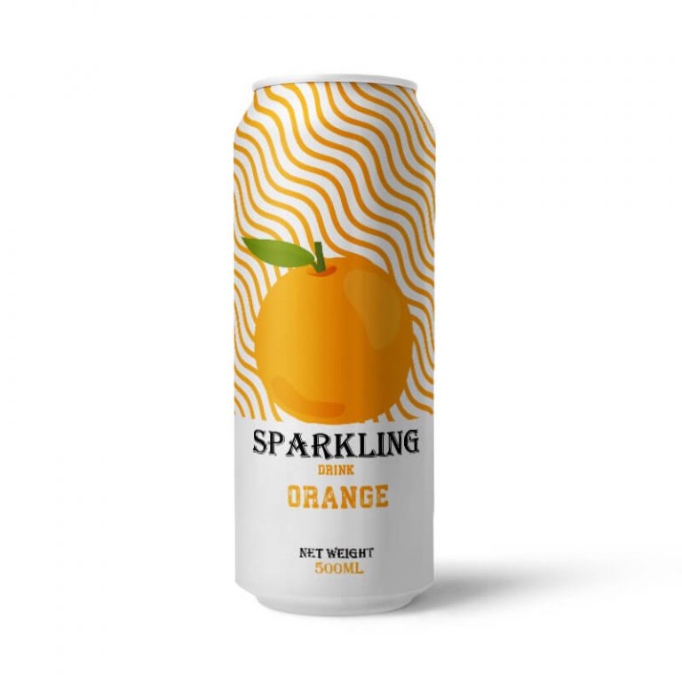 Orange Sparkling Water 500ml Can Private Label - Tan Do
